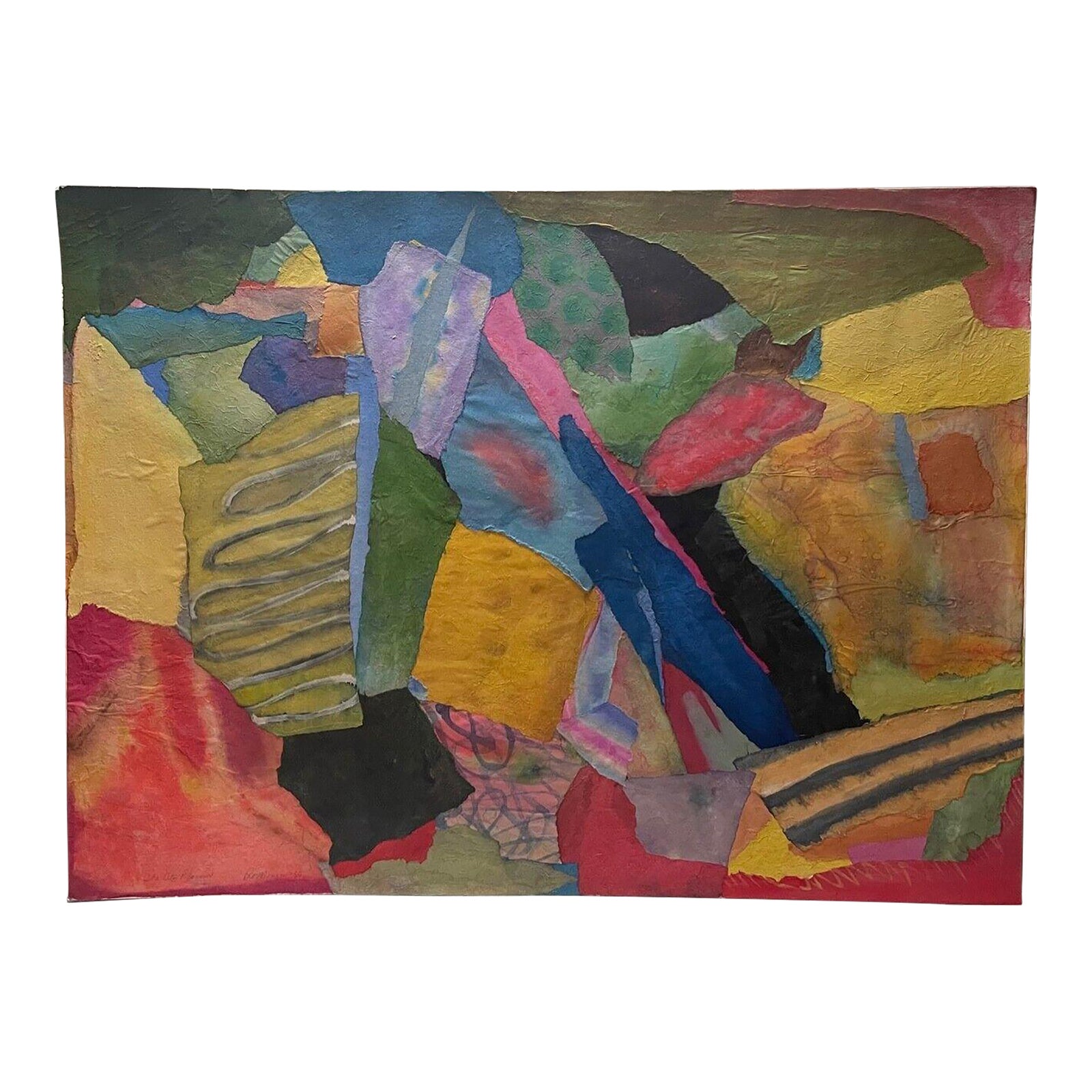 Vintage 1986 Pat Monson 'city Planner' Paper Abstract Collage Painting ...