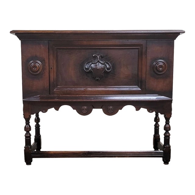 Vintage Victorian Jacobean Style Sideboard Buffet Server Cabinet | Chairish