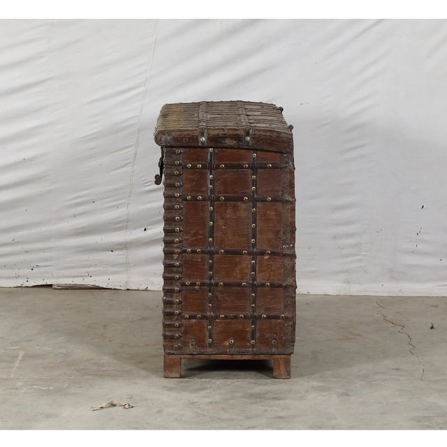 Antique Indian Teakwood Pitara Chest Console | Chairish