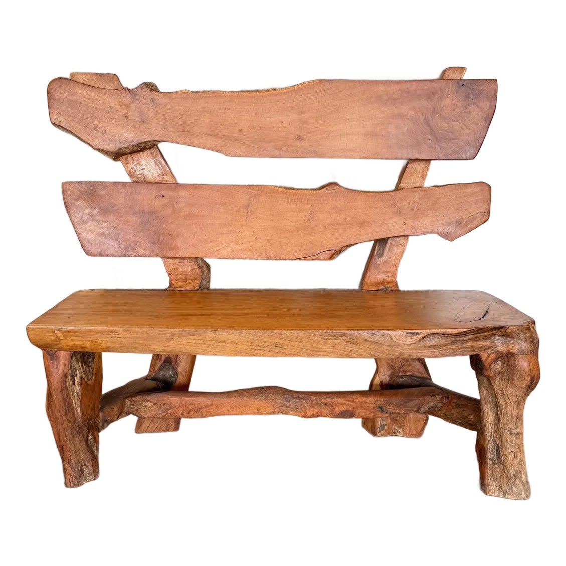 Solid Teak Wood Bench | Chairish