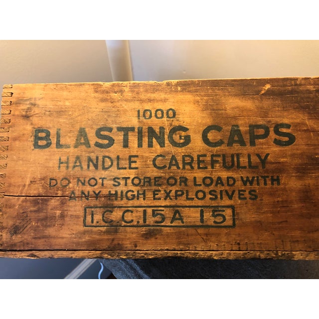 Antique Wooden Atlas Powder Co. Blasting Caps Box | Chairish