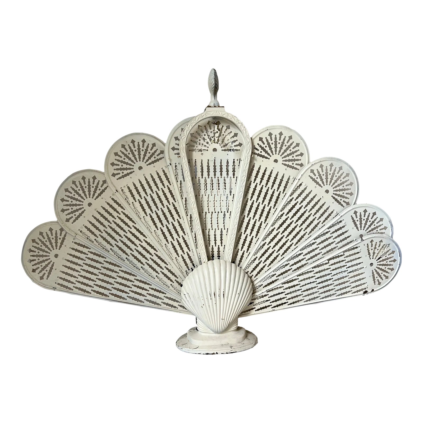 Vintage Foldable Shell Fireplace Shade | Chairish