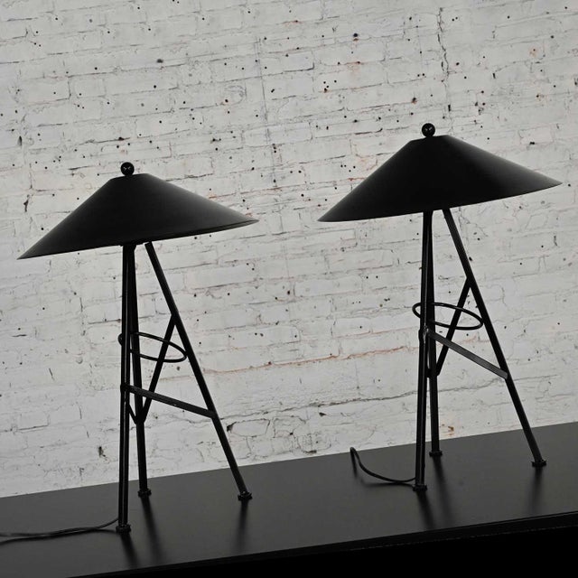 Late 20th Century Modern to Postmodern Metal Tri Leg Table Lamps With ...