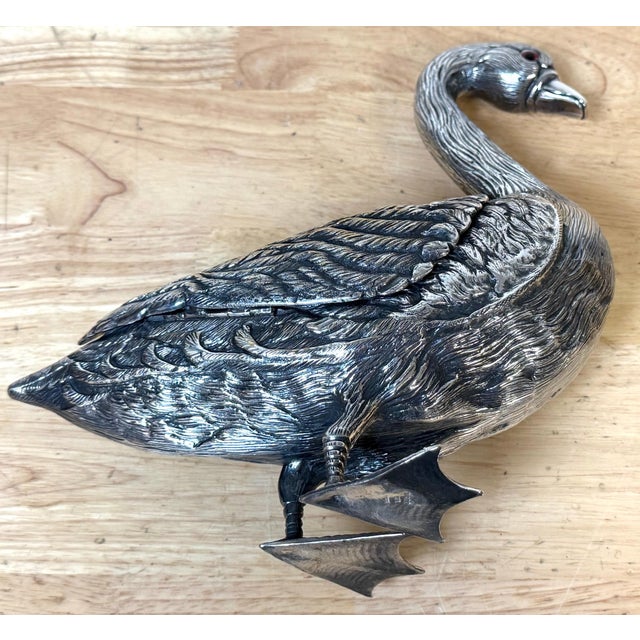 Articulated Silver-Plated Bronze Swan Box-/ Bonbonnière or Cache Pot ...