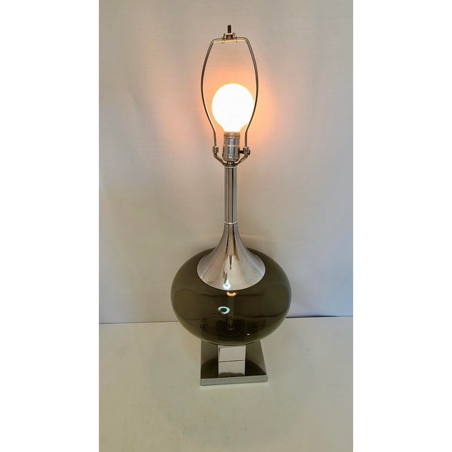Laurel Mid Century Modern Stacked Chrome Smoked Glass Table Lamp Chairish