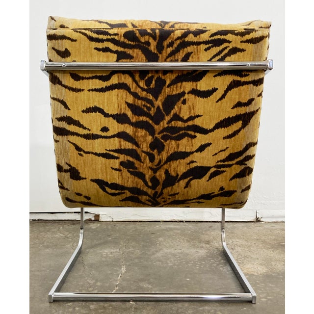 Vintage Custom Upholstered Tiger Print Velvet MCM Cantilever Chair With ...