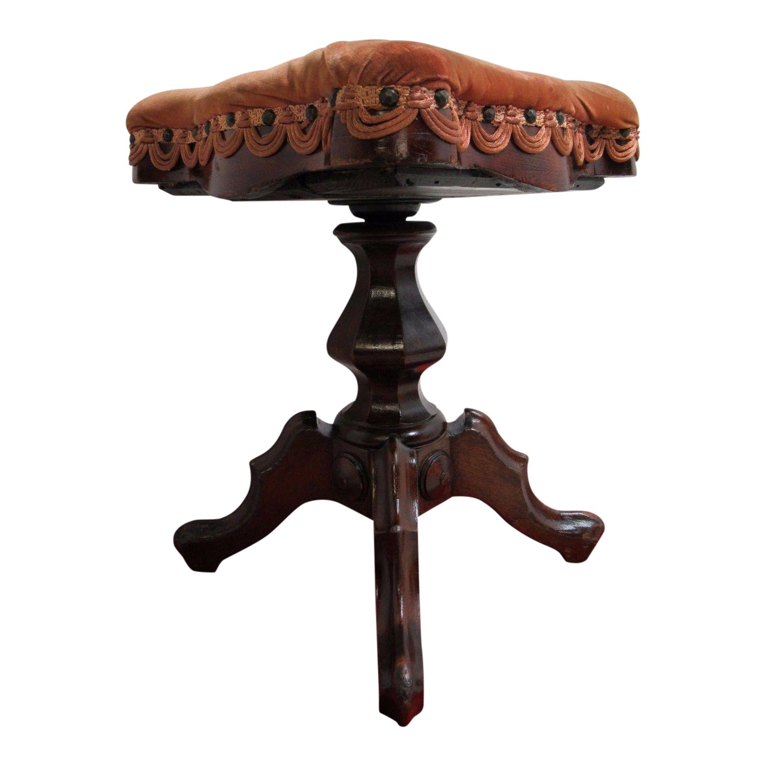 Vintage Victorian Spider Leg Revolving Piano Stool | Chairish
