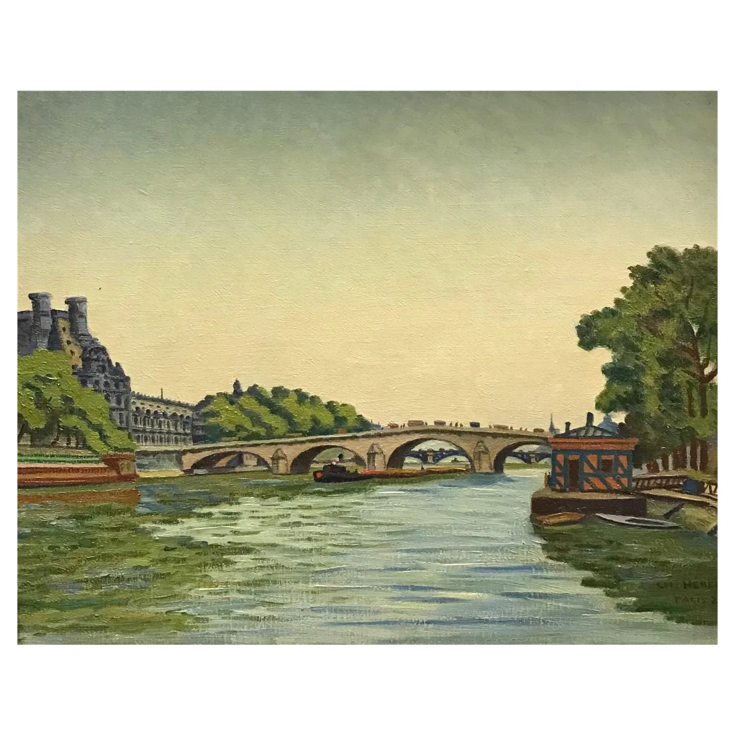 Pierre Charles Hébert, The Pont Royal and the Louvre, Oil on Canvas ...