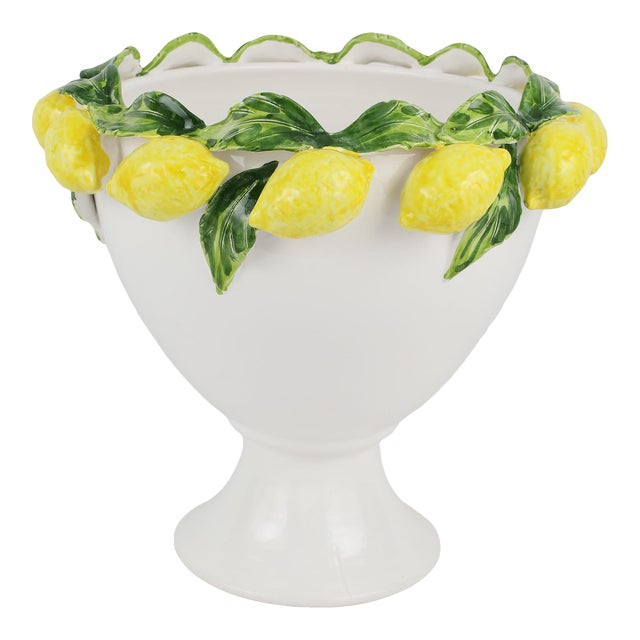 VIETRI Ceramic Limoni Lemon Figural Footed Planter | Chairish
