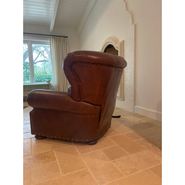 Restoration Hardware Churchill Tufted Leather Recliner Chairish 