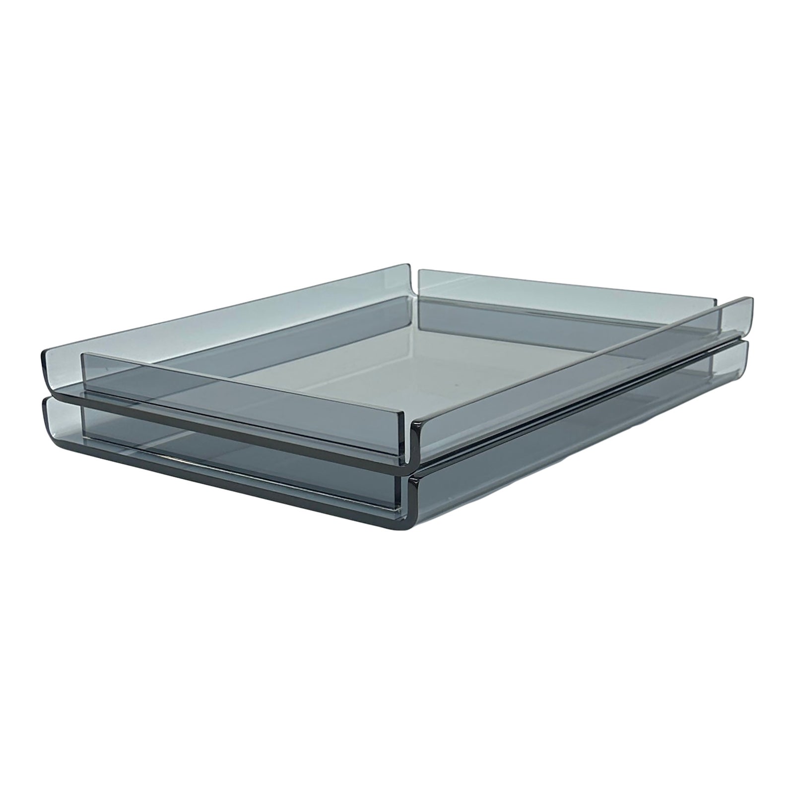 Sleek Cool Grey Lucite Serving Trays | Chairish