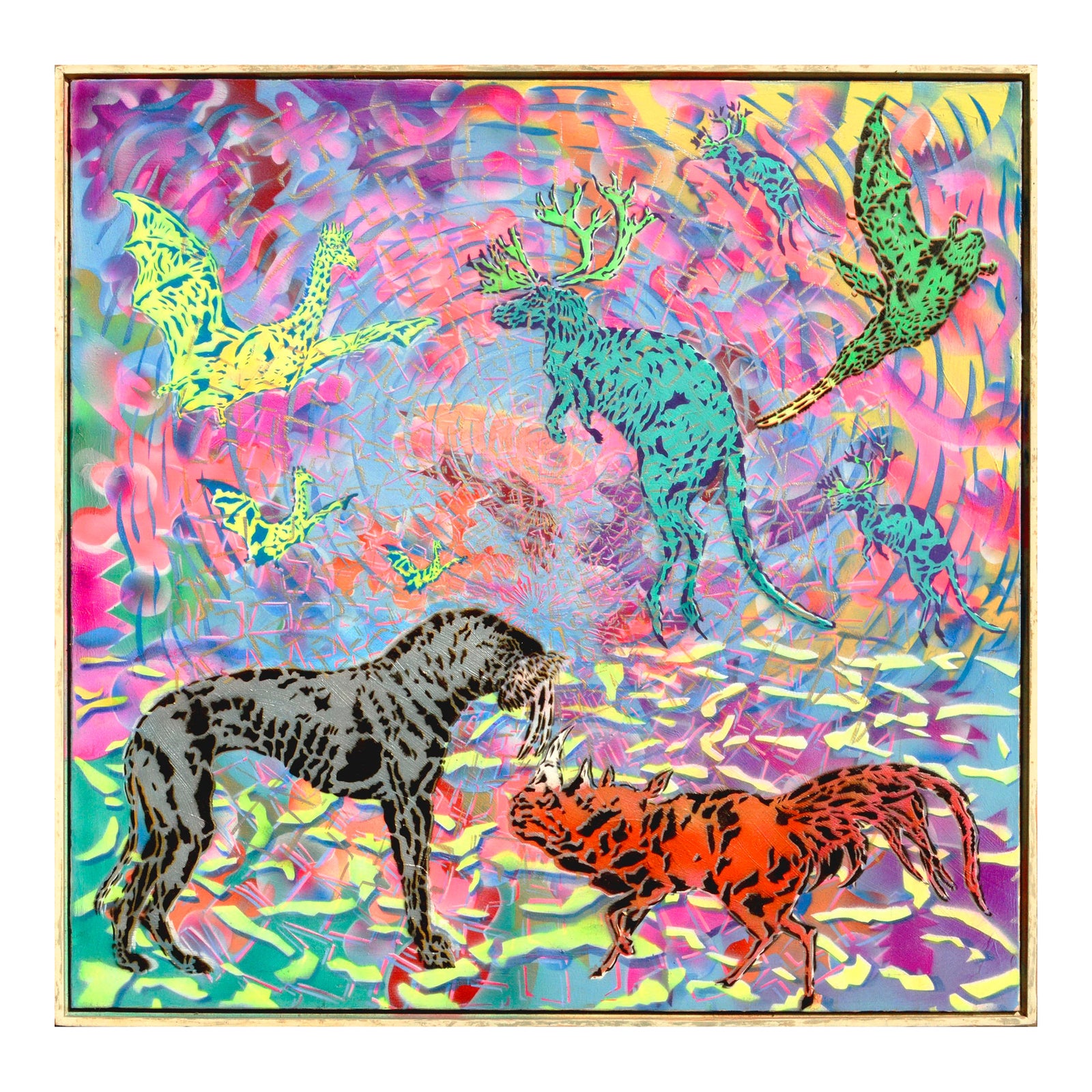 Psychedelic Animal Vortex Neon Abstract by Scott Williams | Chairish