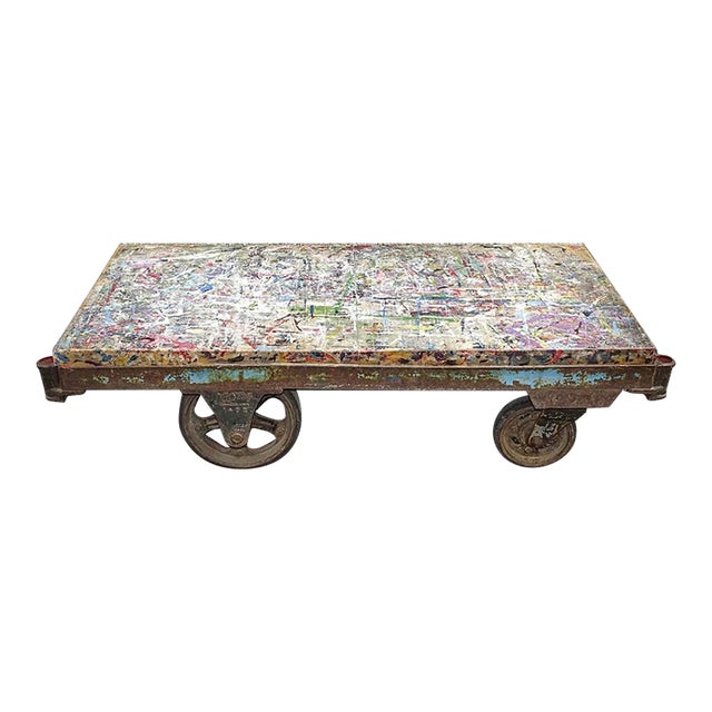 Early 20th Century Factory Railroad Cart Coffee Table | Chairish