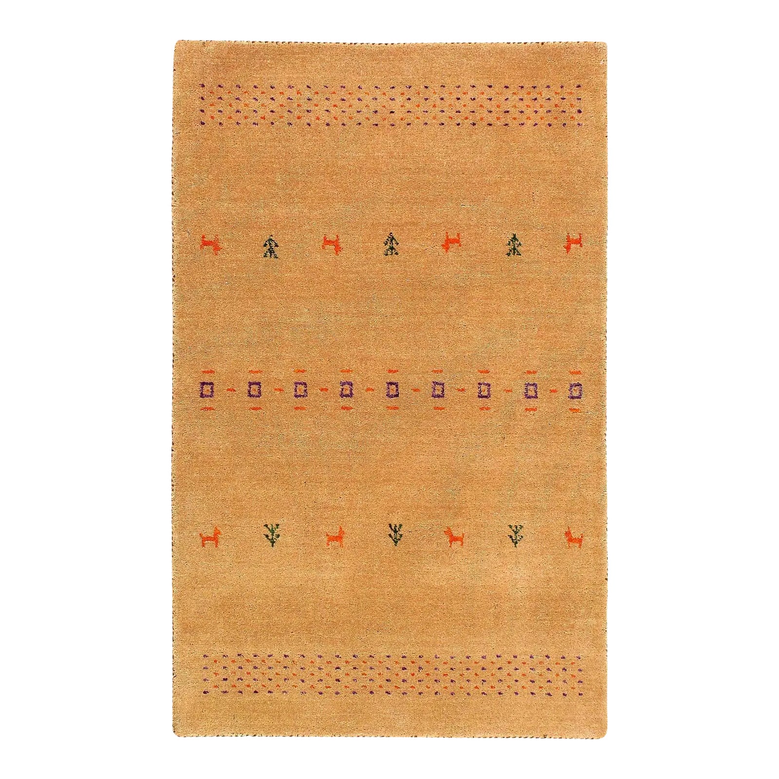 Fine Hand Knotted Persian Gabbeh Design | Chairish