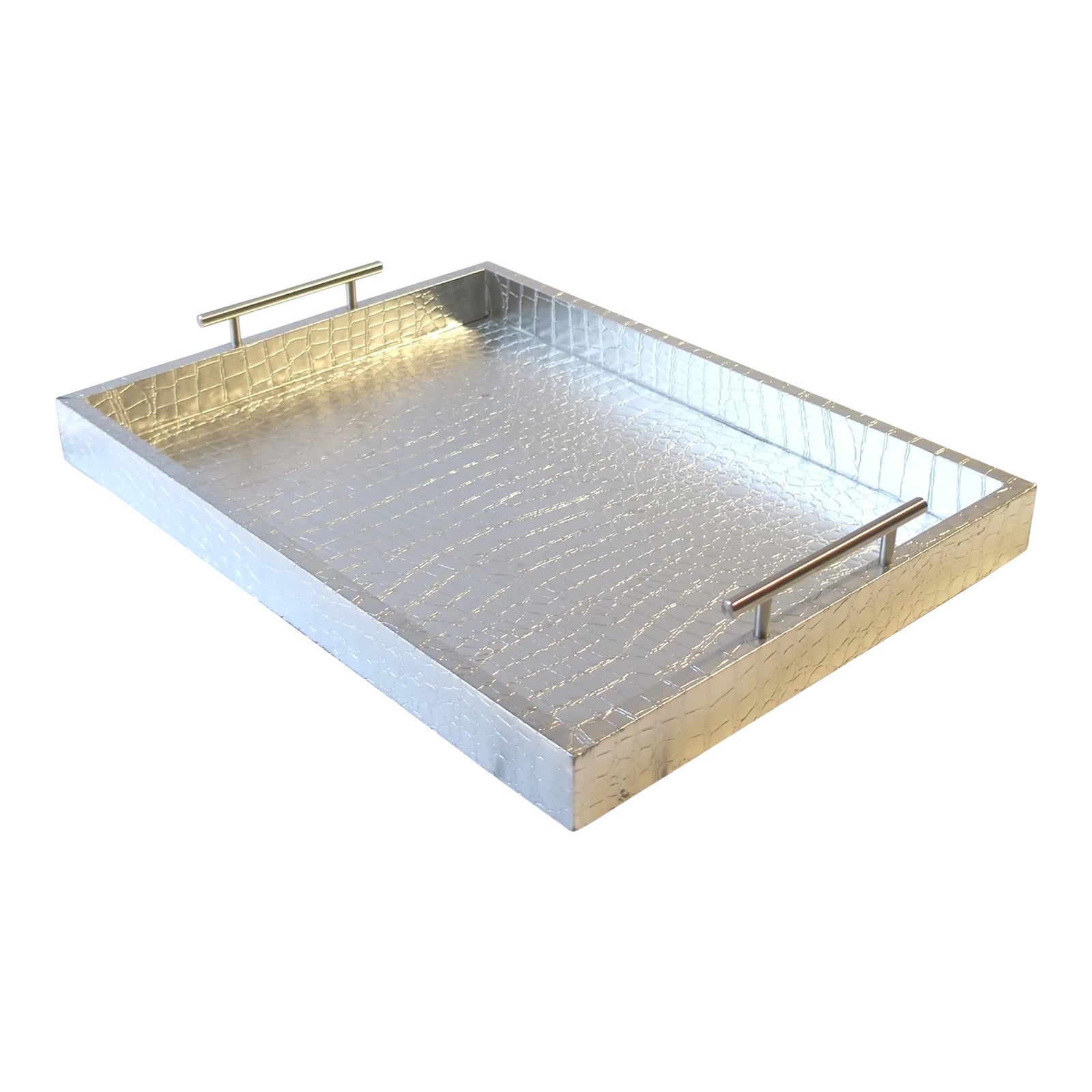 Silver Crocodile Alligator Style Serving or Storage Tray With Handles ...
