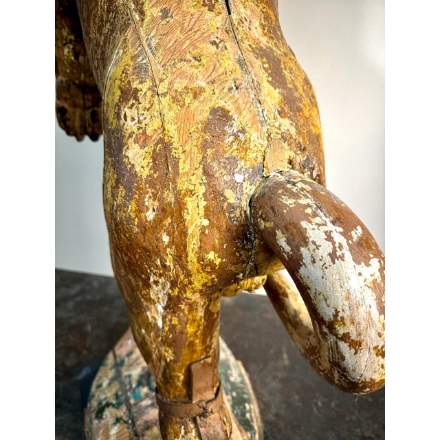 Vintage Late 20th Century Italian Hand Carved Lion Statue | Chairish