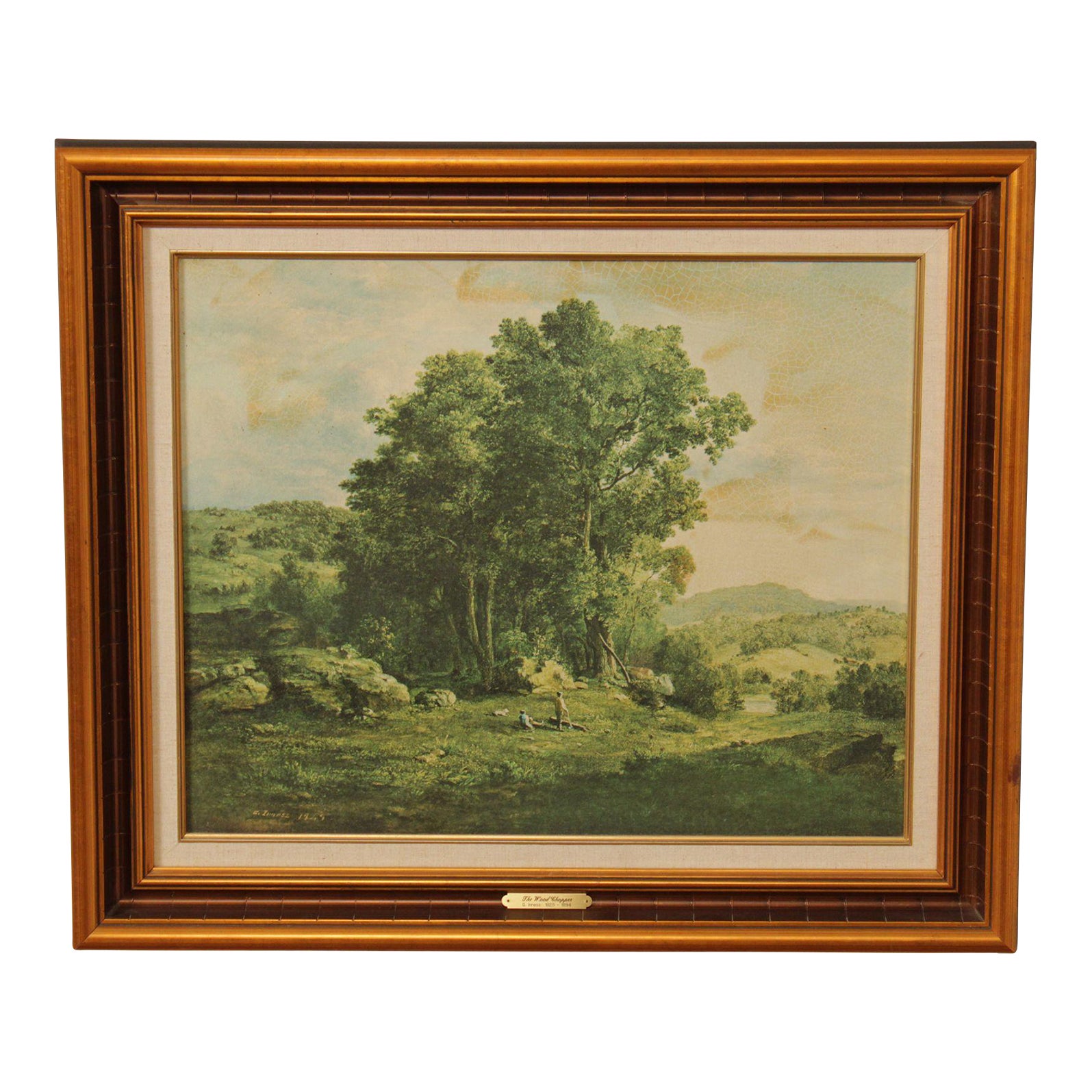 Vintage 'The Wood Chopper' Lithograph Canvas Print, After George Inness ...