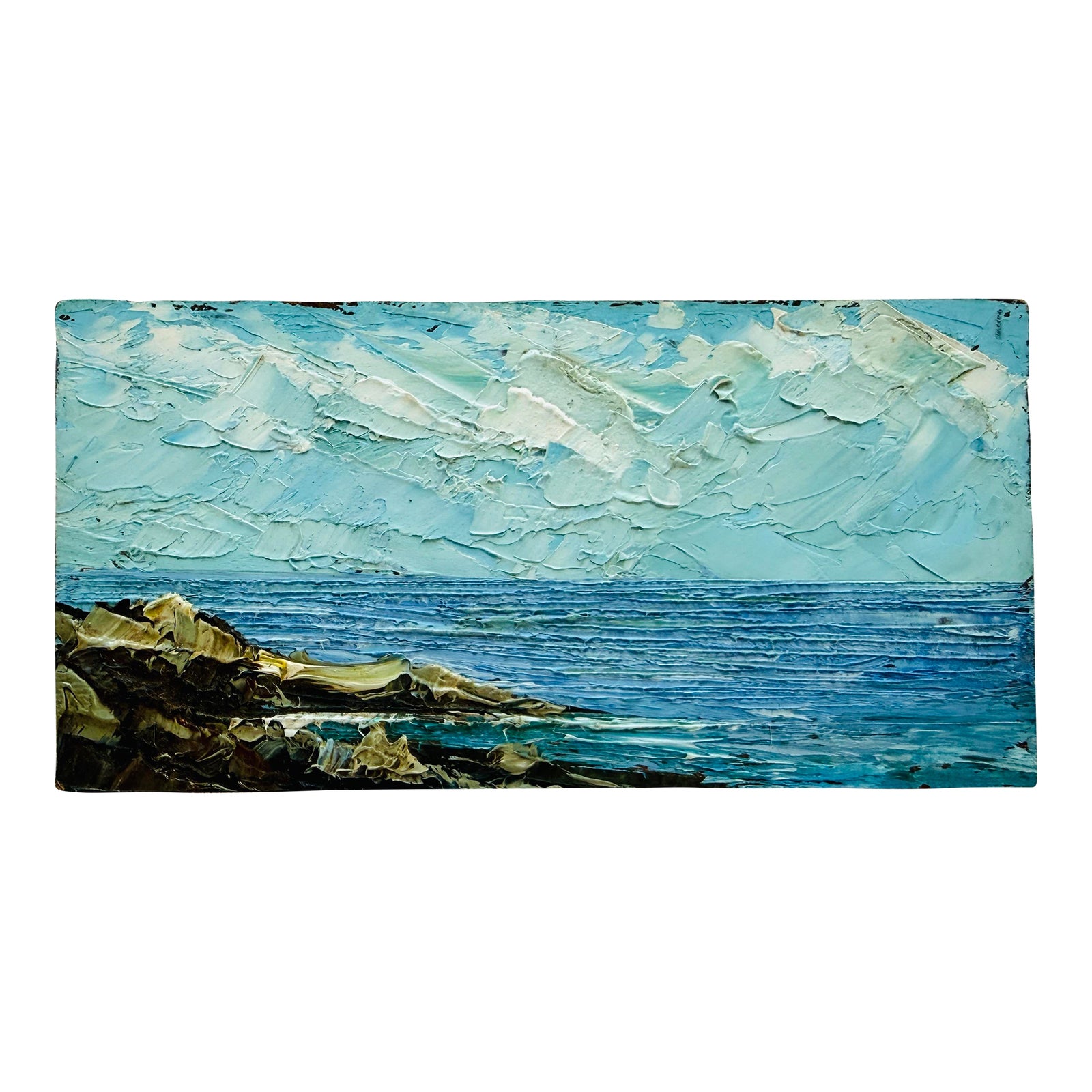 Vintage Italian Impasto Blue Seascape Painting Sienna Italy Abstract ...