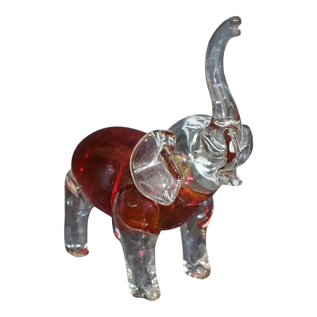 Art Glass Elephant Sculpture | Chairish