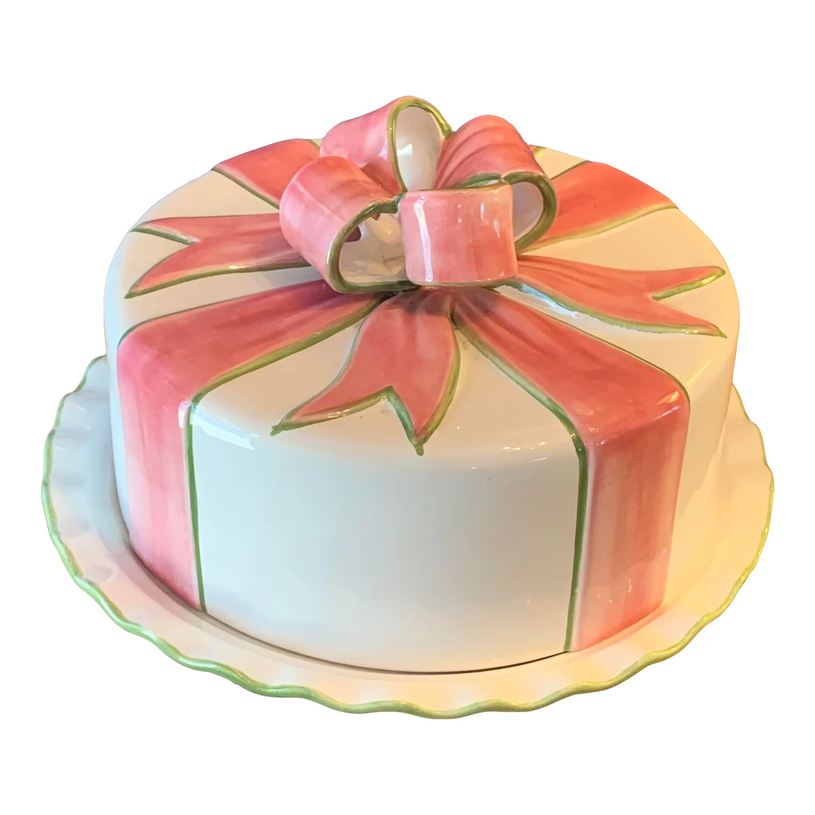 Late 20th Century Ceramic Cake Plate | Chairish