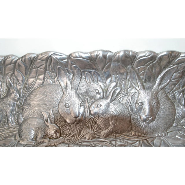 1990s Arthur Court Cast Aluminum Repousse Bunnies Rectangle Serving ...