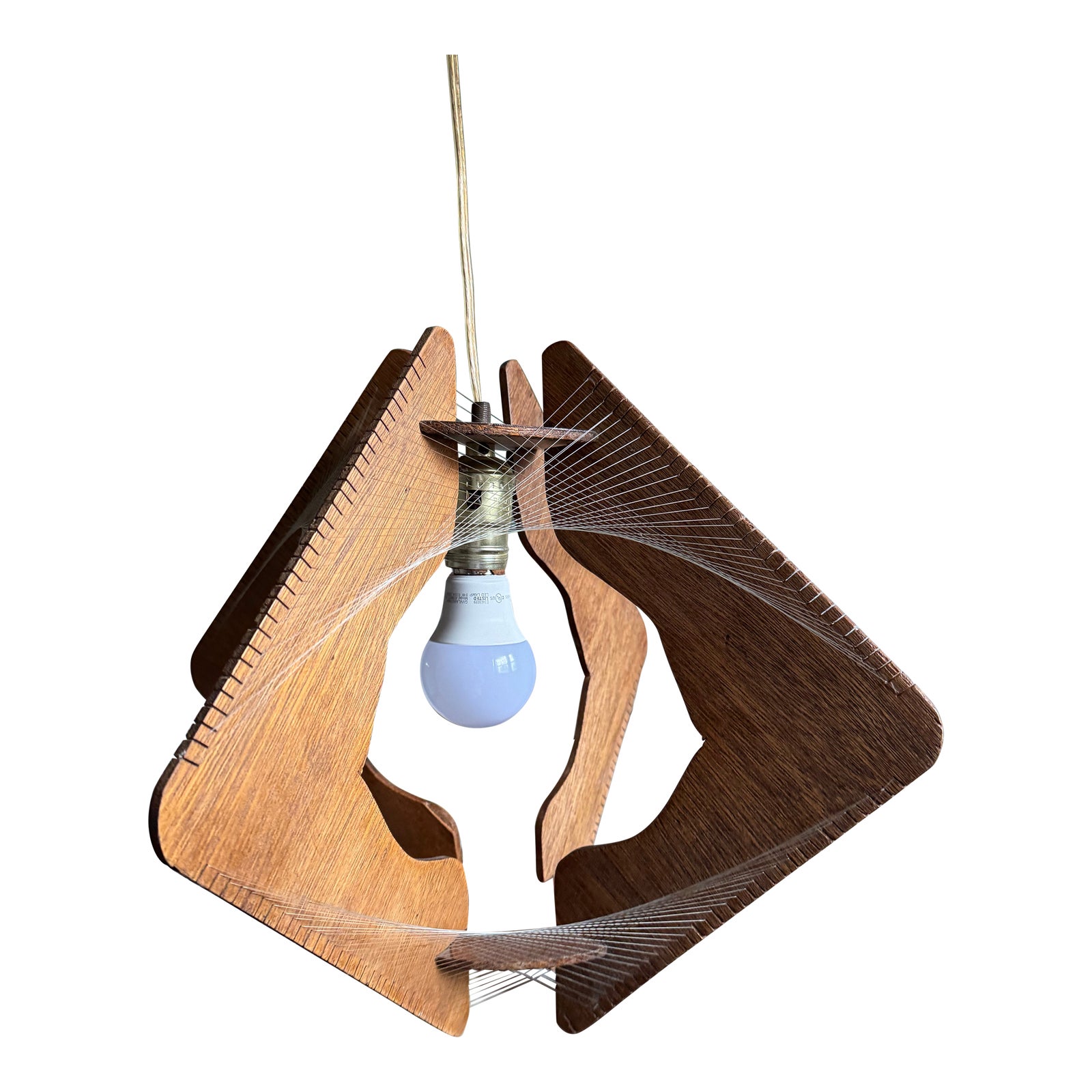 Vintage Mid-Century Wood Hanging Swag Light • Paul Secon Style • MCM ...