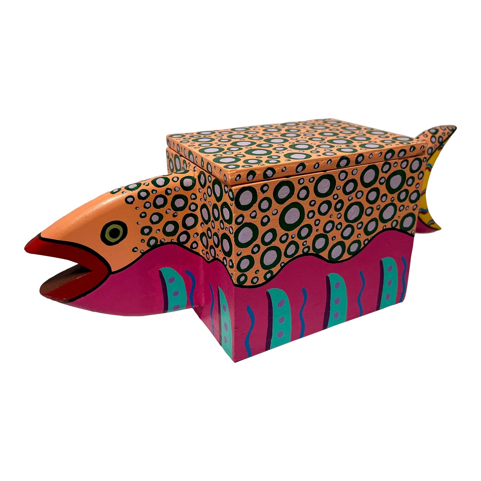 1980's Tom Dolan Hand Painted and Decorated Wood Keepsake Box | Chairish