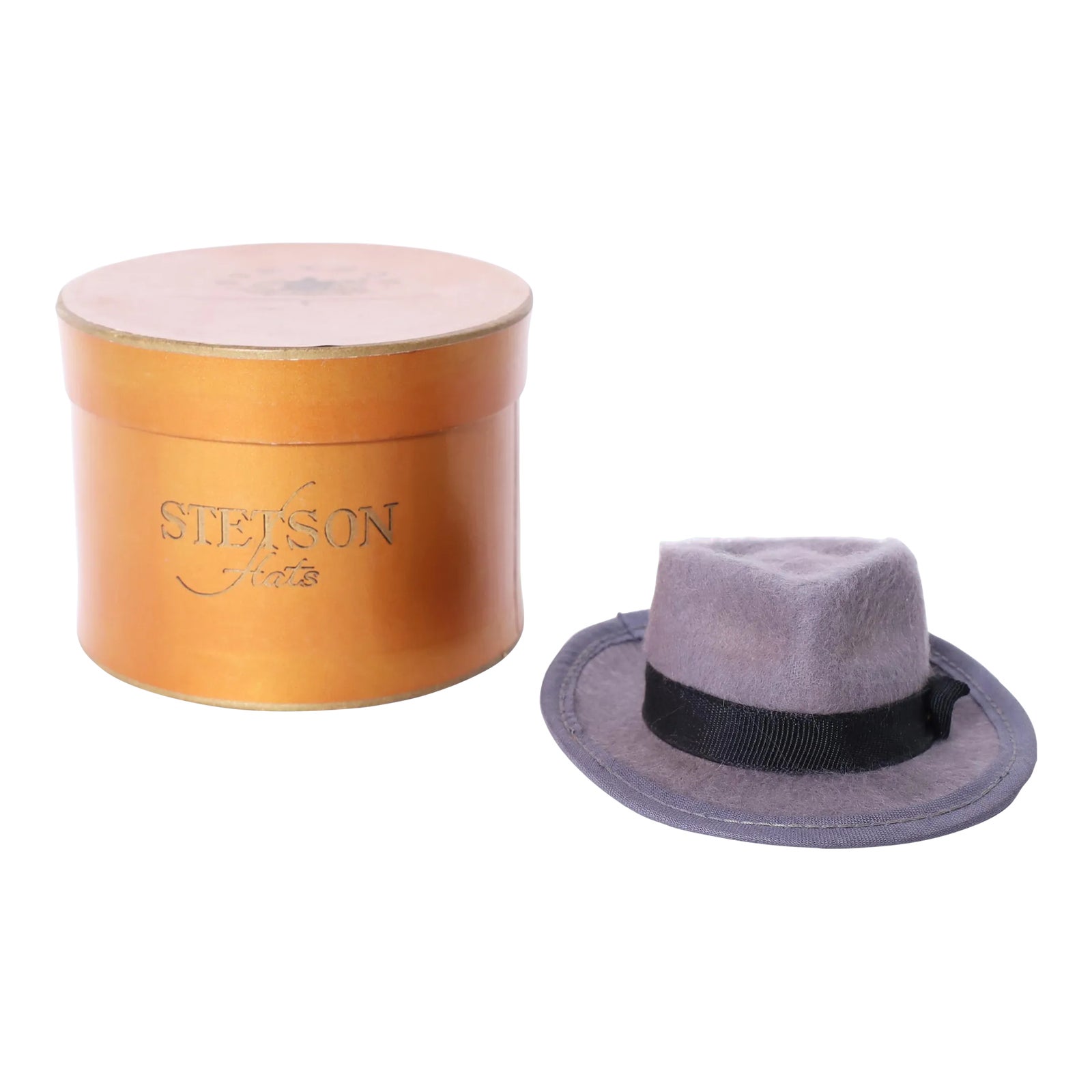 Vintage Stetson Miniature Hat Box With Gray Felt Hat | Chairish