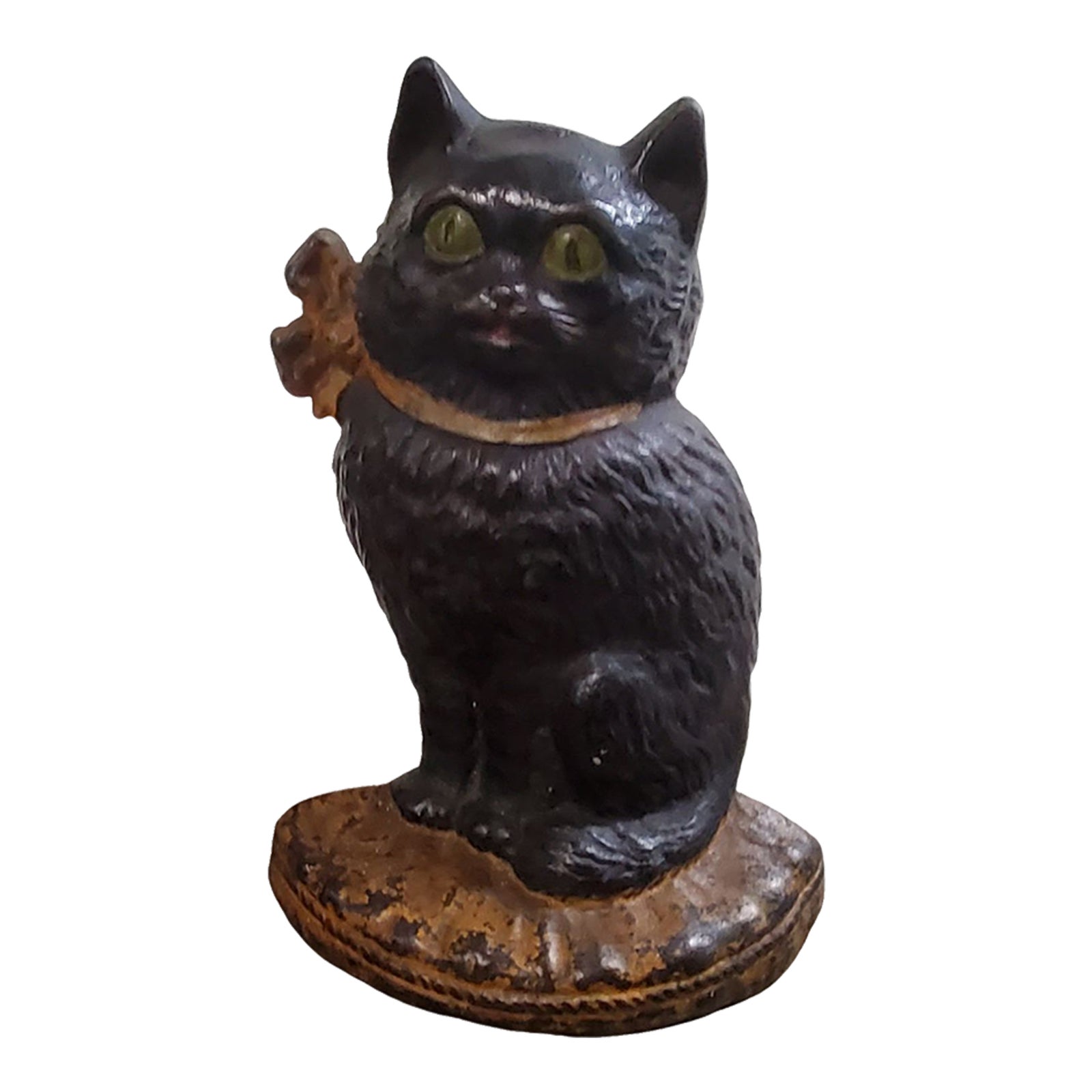 1930s Hubley Cast Iron Cat on Pillow Doorstop | Chairish