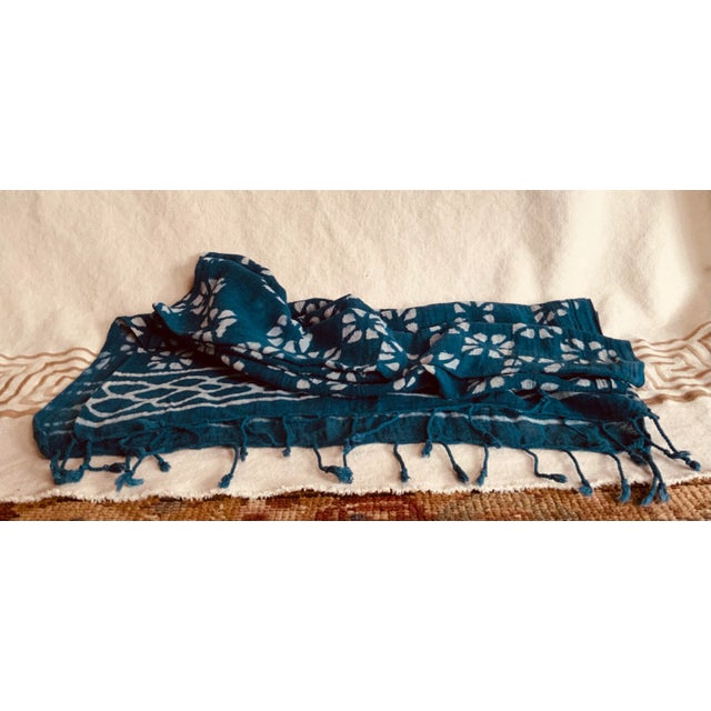 Organic Cotton Long Hand Block Print Table Runner | Chairish