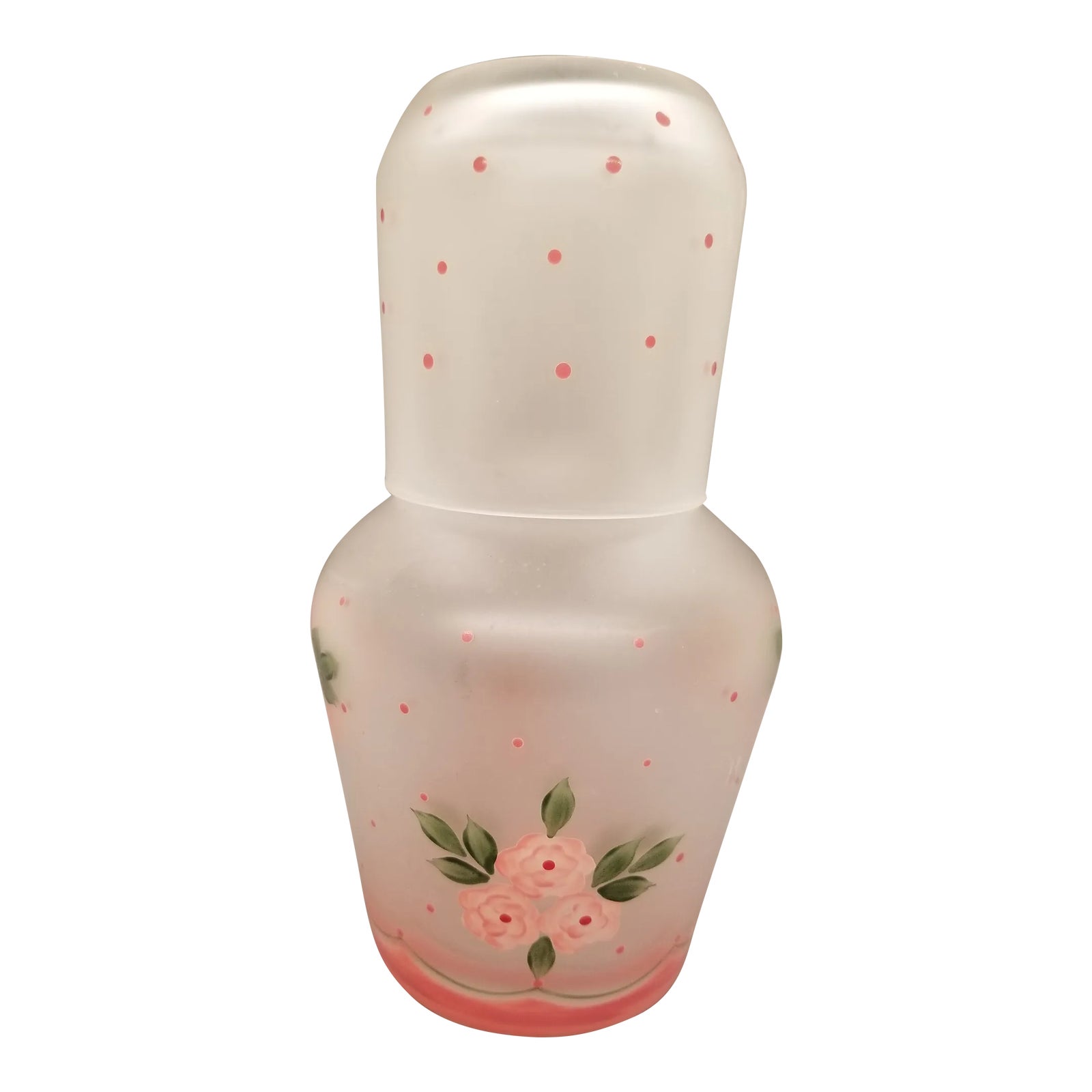 Vintage Handpainted Glass Tumble Up | Chairish