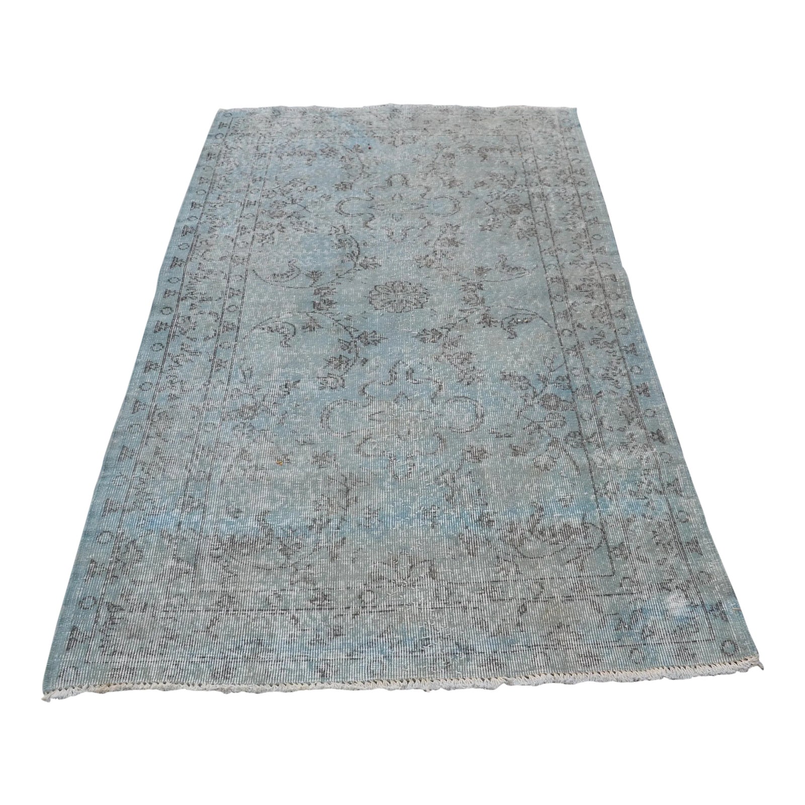 Light Blue Overdyed Turkish Rug - 3′9″ × 7′3″ | Chairish
