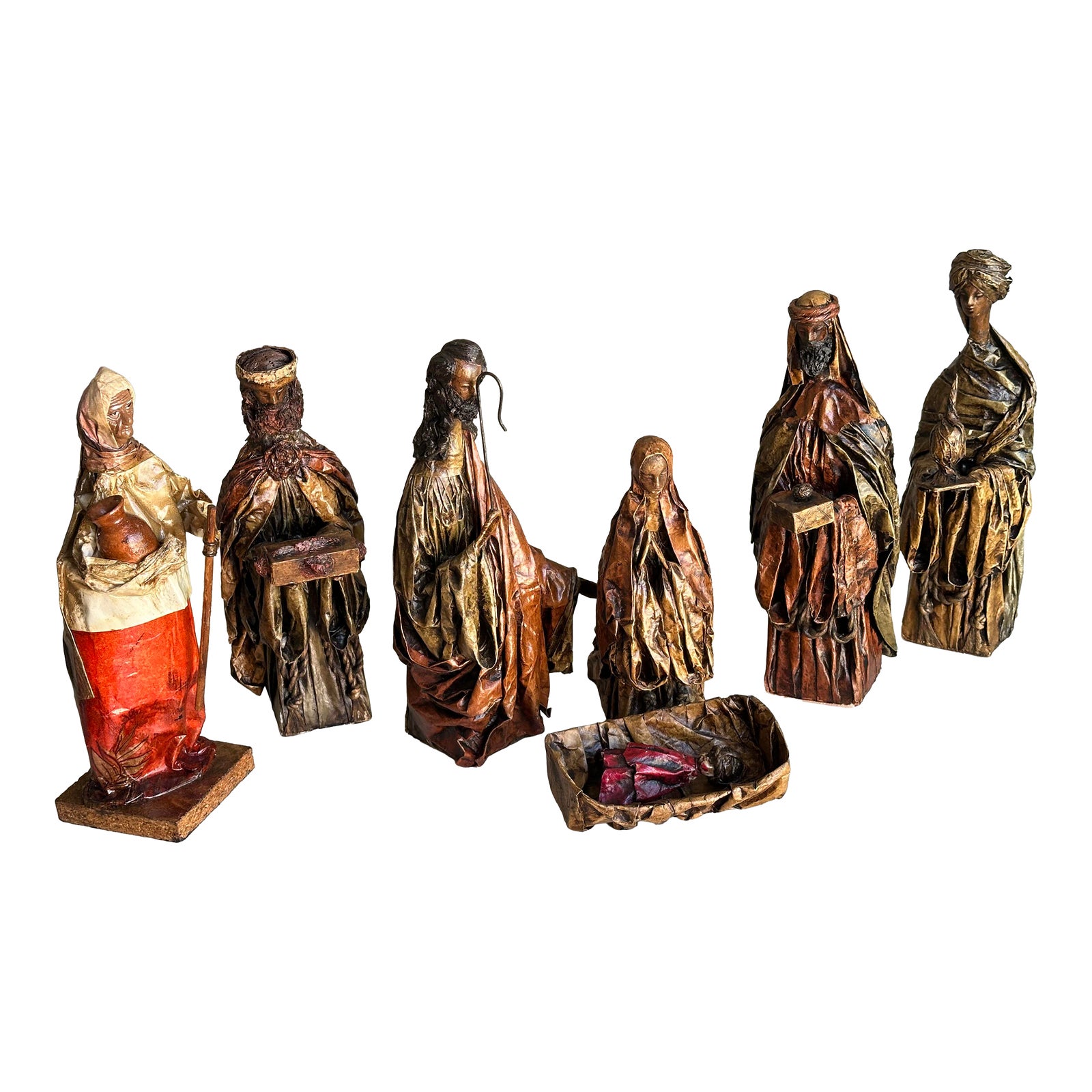 Nativity Creche in Paper Mache by Martin Renteria | Chairish