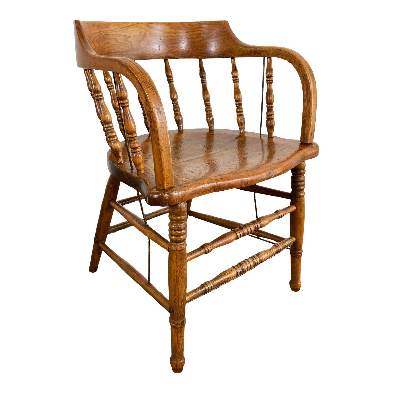 Antique Saloon Style Wood Captain's Chair | Chairish