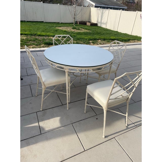 Vintage Chinoiserie Brown Jordan Dining Patio Set | Chairish