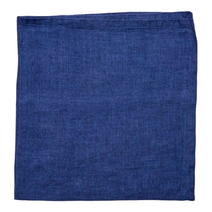 Deborah Rhodes Washed Linen Napkins, Navy, Set of 4 | Chairish