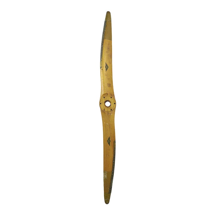 Antique 69 In. Sensenich Bros Wooden Propeller With Brass Tips | Chairish