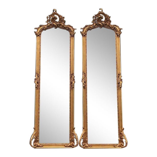 Late 20th Century Rococo-Style Gold Frame Full Length / Floor Mirrors ...