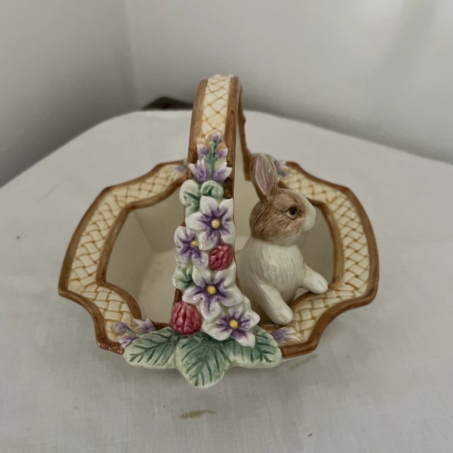 Fitz and Floyd Rabbit in Basket | Chairish