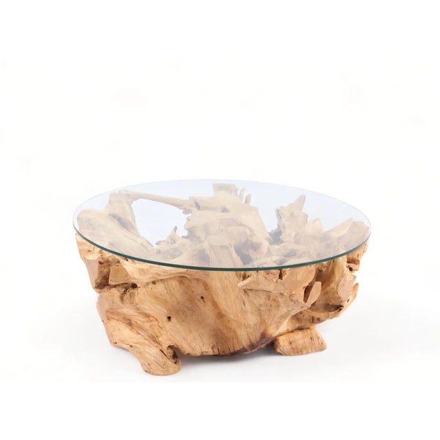 Round Organic Sculptured Teak Root Based Coffee Table 18 | Chairish