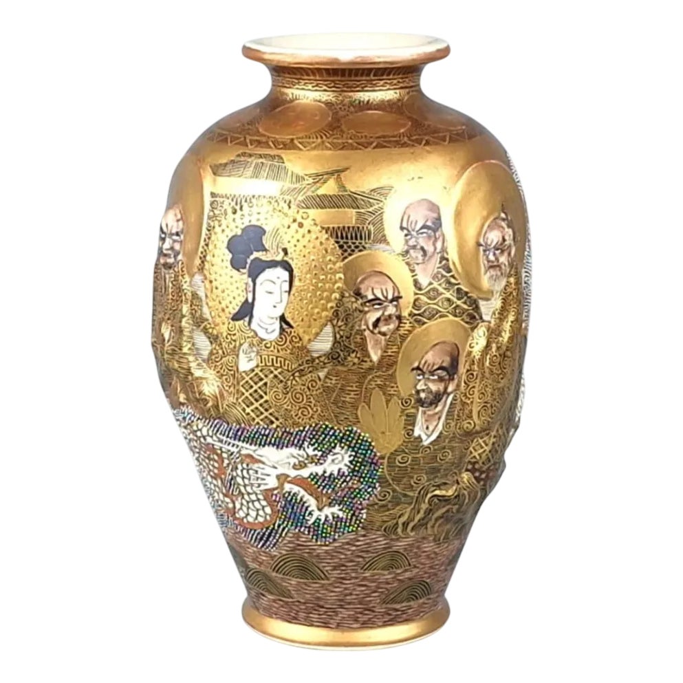 Antique Japanese Satsuma Ware Vase, 1890s | Chairish
