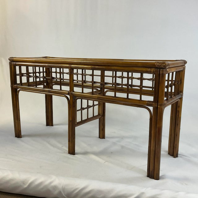 Vintage 1970s Boho Chic Bamboo Console Table. | Chairish