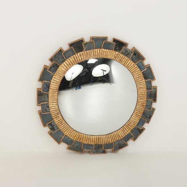 A Steel Grey Glass Convex Mirror in the Manner of Line Vautrin's ...