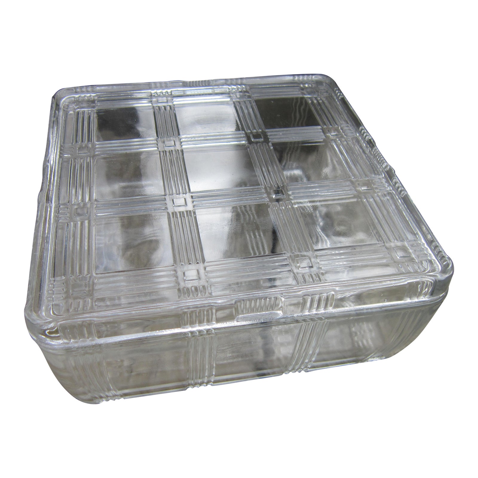 Hazel Atlas Square Refrigerator Box Dish W/ Lid Criss Cross Collection ...