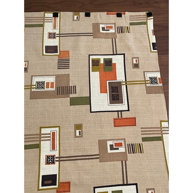 Mid-Century Geometric Design Fabric Remnant | Chairish