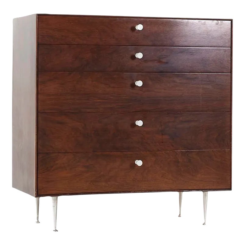 George Nelson Mid Century Rosewood Thin Edge 5 Drawer Chest | Chairish