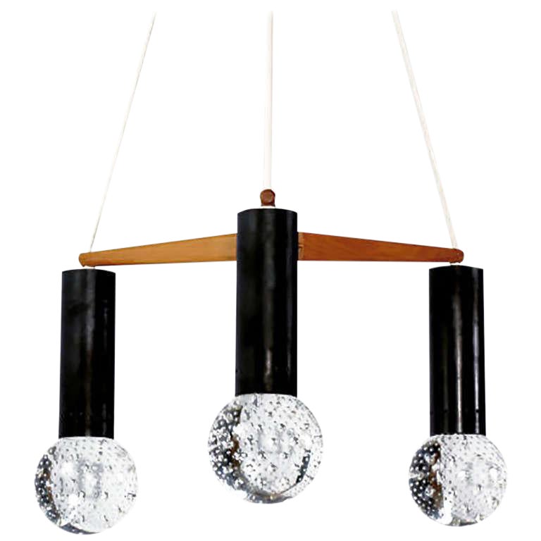 Three Light Seguso Solid Glass Spheres Chandelier | Chairish