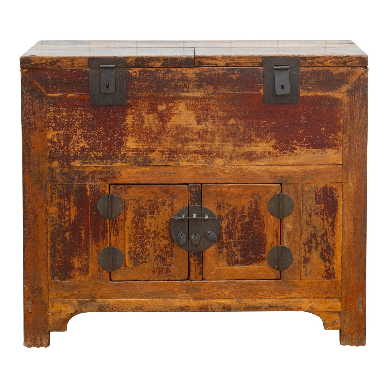 Antique Country Elm Money Cabinet | Chairish