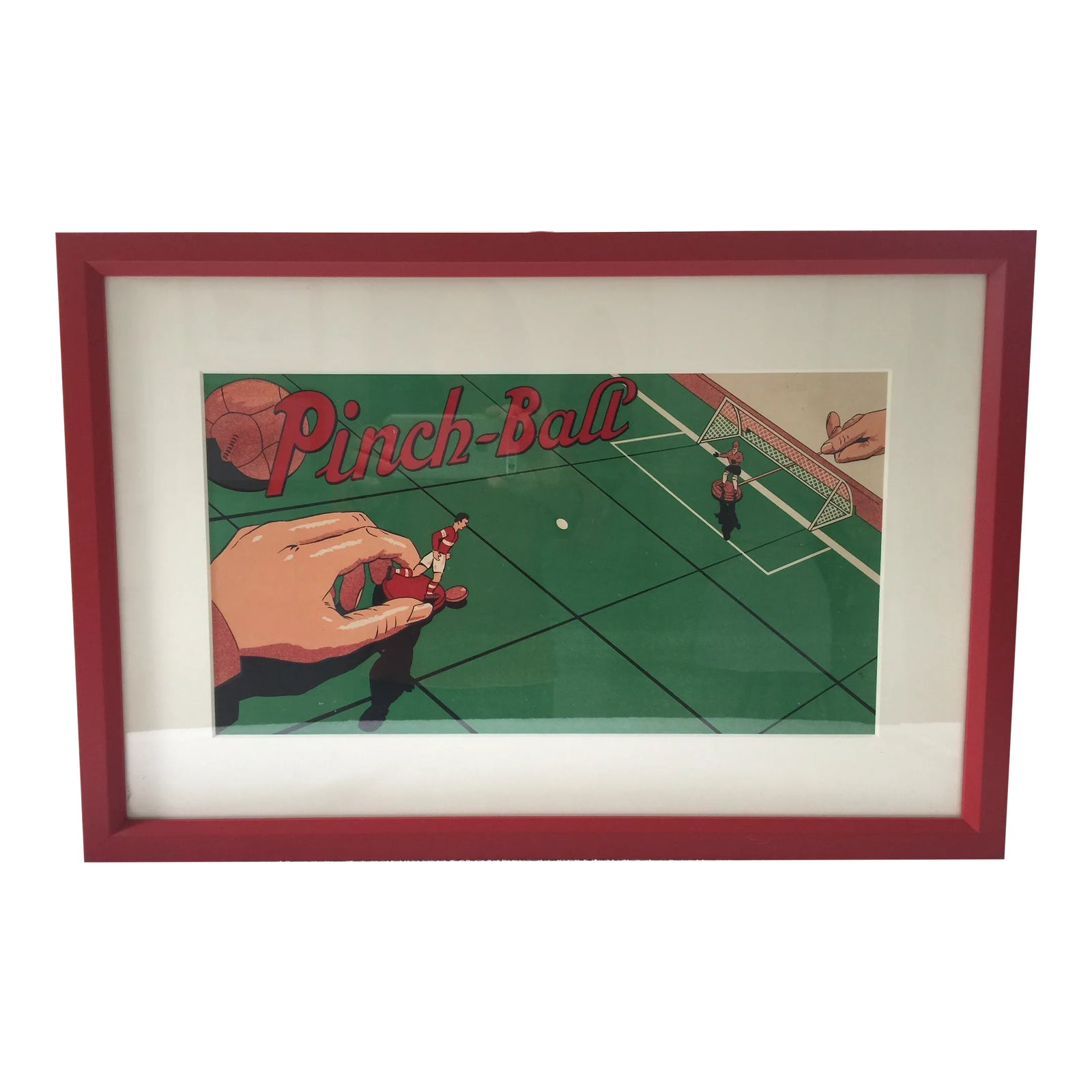Mid 20th Century Pinch-Ball Lithograph Print, Framed | Chairish