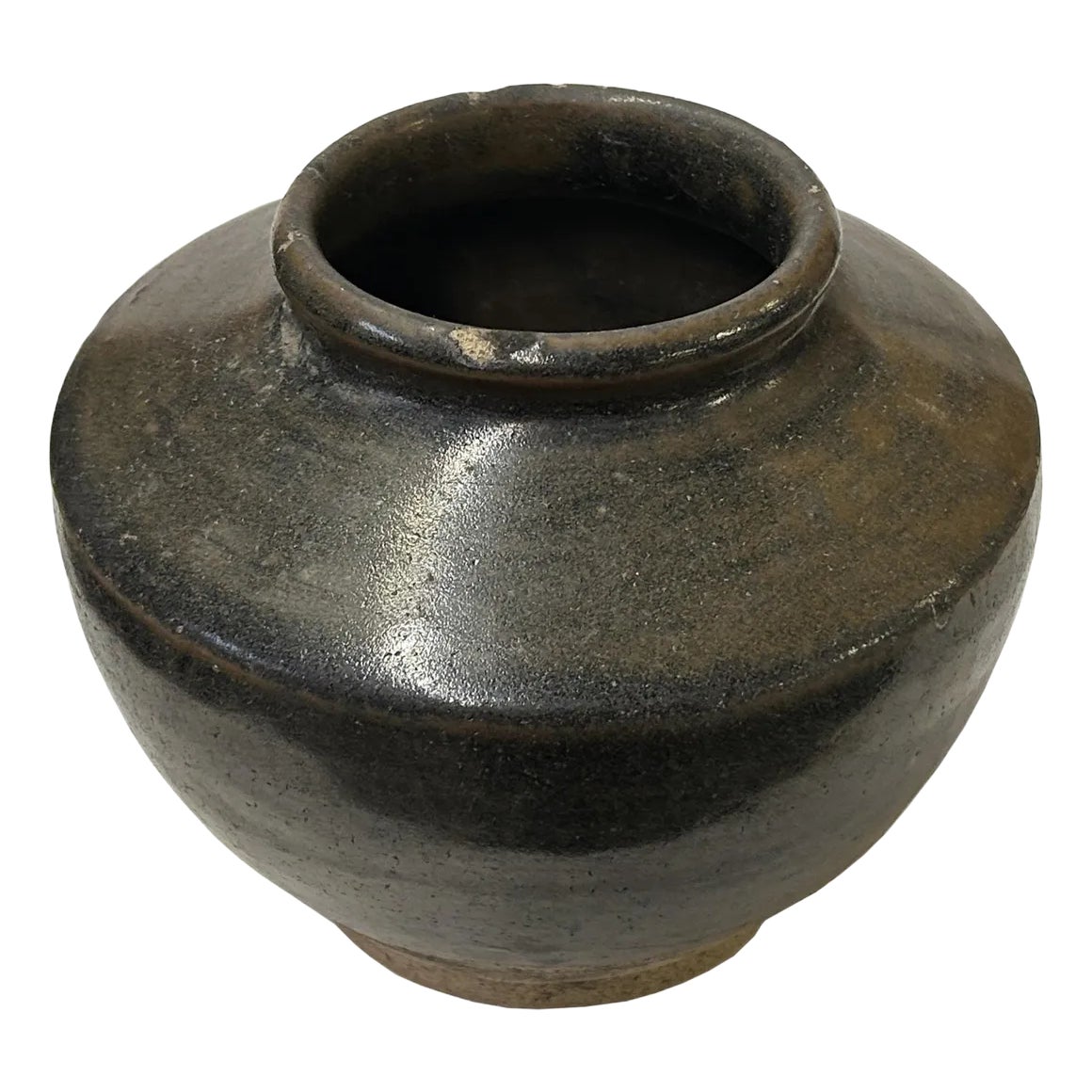 Vintage Earthy Dark Brown Village Rural Pottery Ceramic Pot Vase | Chairish